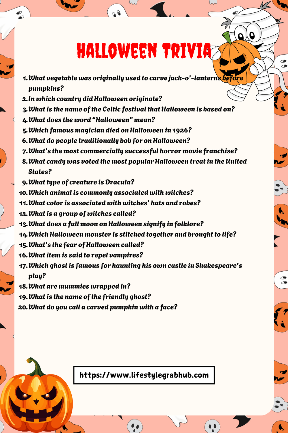 40 Free Printable Halloween Trivia Questions and Answers
